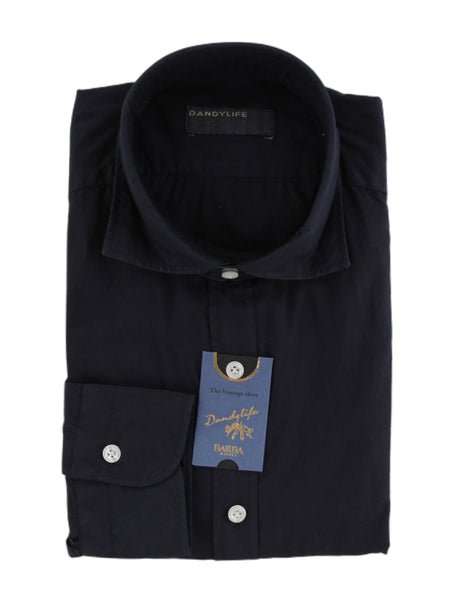 $375 Barba Napoli Dark Blue Solid Shirt - Extra Slim - 15.5/39 - (BN916255)